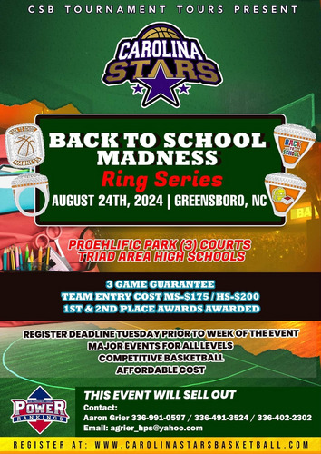 3RD ANNUAL BACK TO SCHOOL MADNESS (RING SERIES) - Schedule - Aug 24, 2024