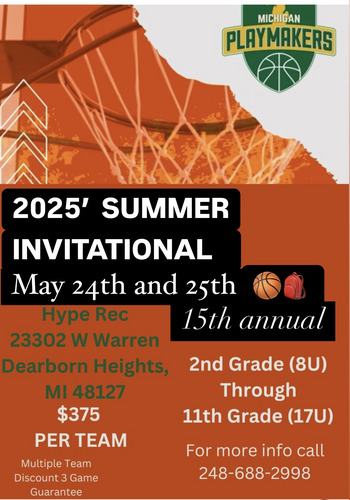 15th Annual Michigan Playmakers Summer Invitational - Schedule - May 24 ...