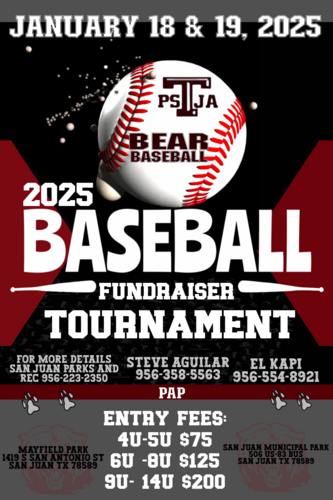 PSJA Baseball Fundraiser - Schedule - Jan 18-19, 2025